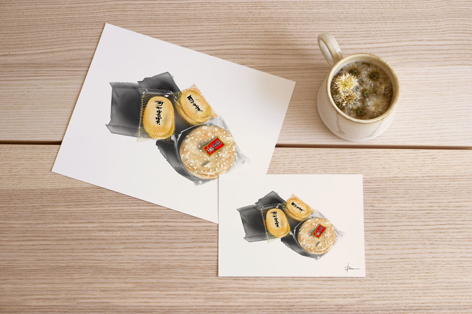 Rice Cracker Nostalgic Snack Art Print Realistic Food Illustration ...