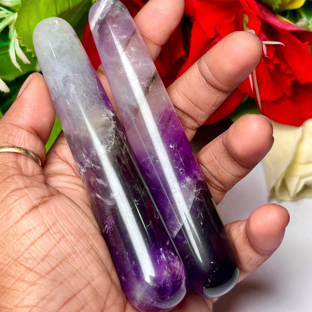 Amethyst Crystal Stone Massage Wand Natural Crystal Massage Stick Reiki ...