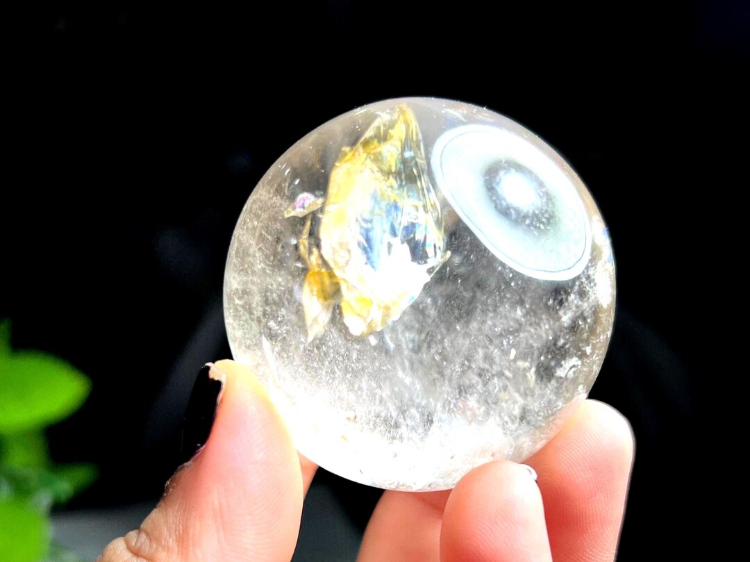 Satyaloka Azeztulite Quartz Sphere – Yellow Danburite Orb, Reiki Chakra ...