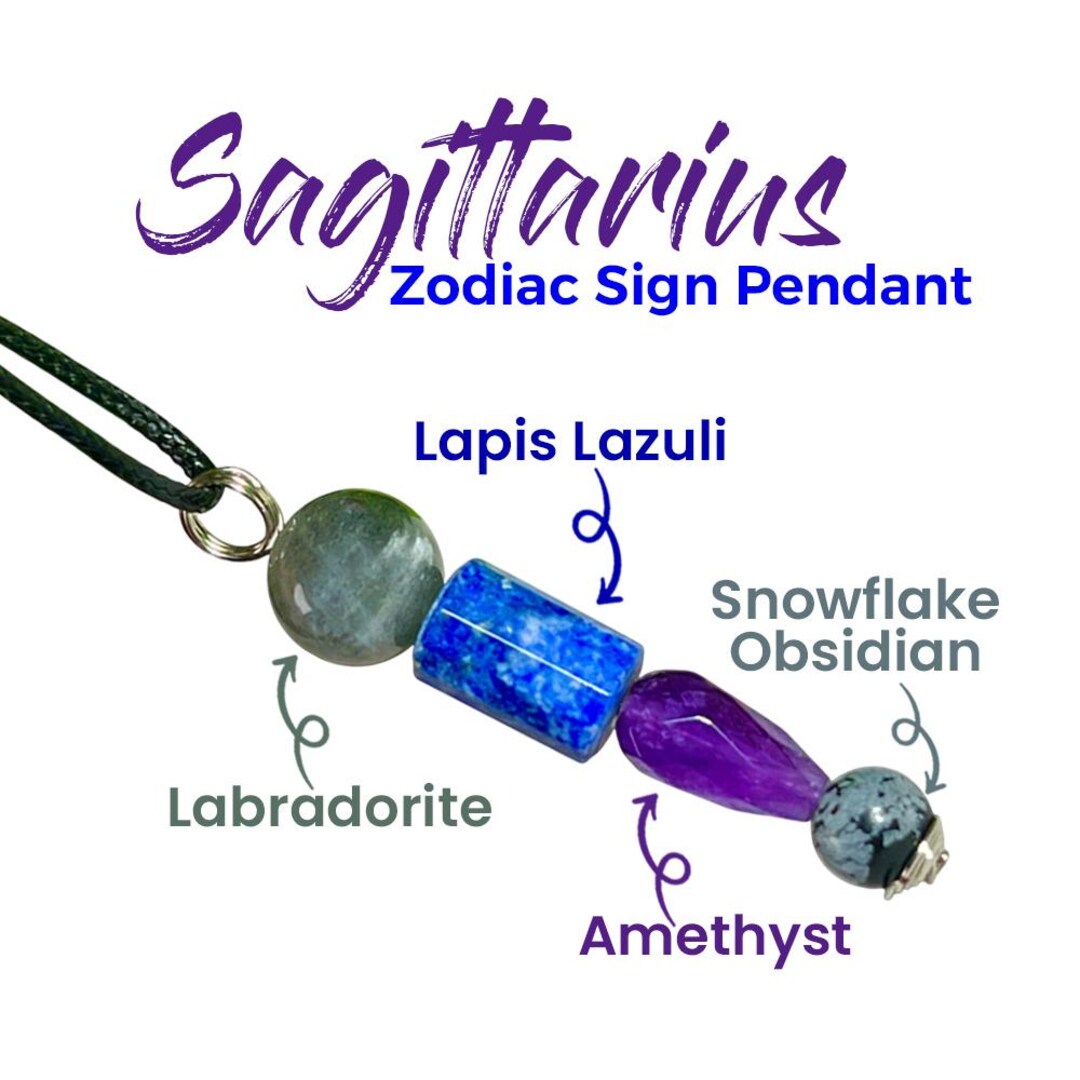 Sagittarius Zodiac Sign Stone Pendant Labradorite, Lapis Lazuli ...