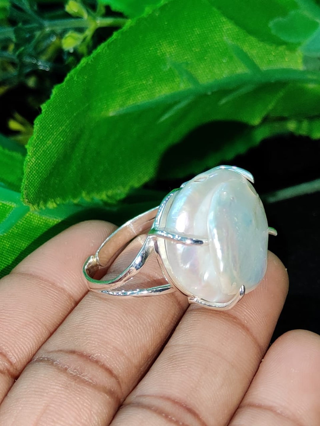Basra Pearl Basra Moti Ring Adjustable Ring Made With 92.5 Sterling ...