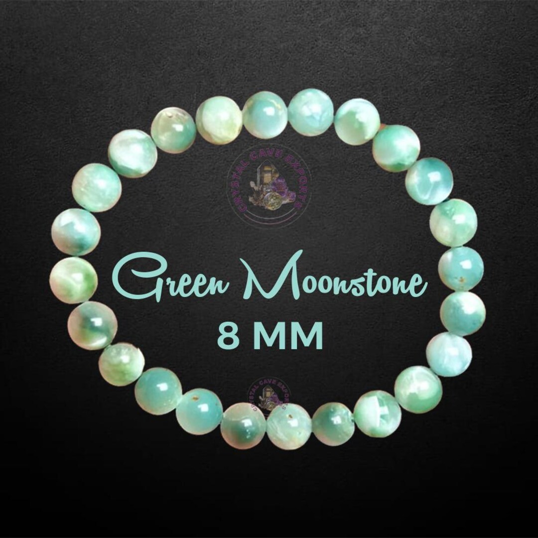 Green Moonstone Stone Stretchable Bracelet 8 MM With Velvet Pouch - Etsy