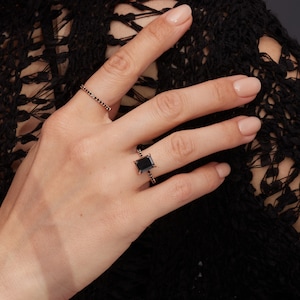 Black Emerald Cut Engagement Ring, Black Diamond Jewelry, Diamond Ring ...