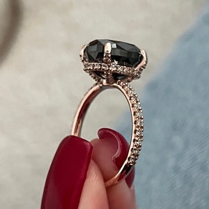 Rose Gold Black Diamond Ring, Gothic Engagement Ring, Natural Black ...