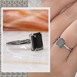Emerald Cut Black Diamond Ring, Black Diamond Jewelry, White Gold ...