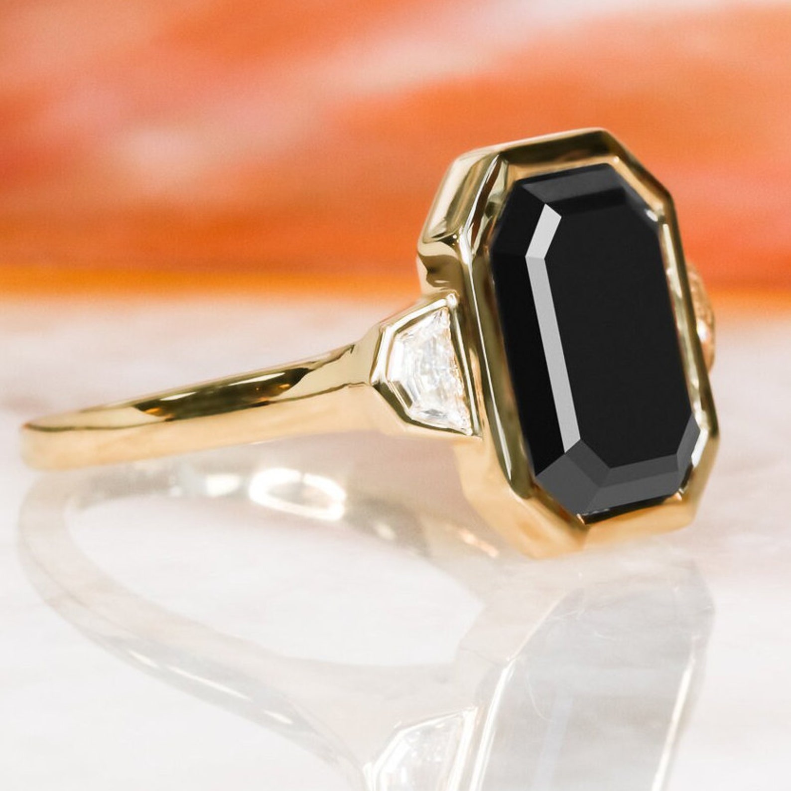 Unique Black Emerald Cut Diamond Engagement Ring 5 Carat - Etsy