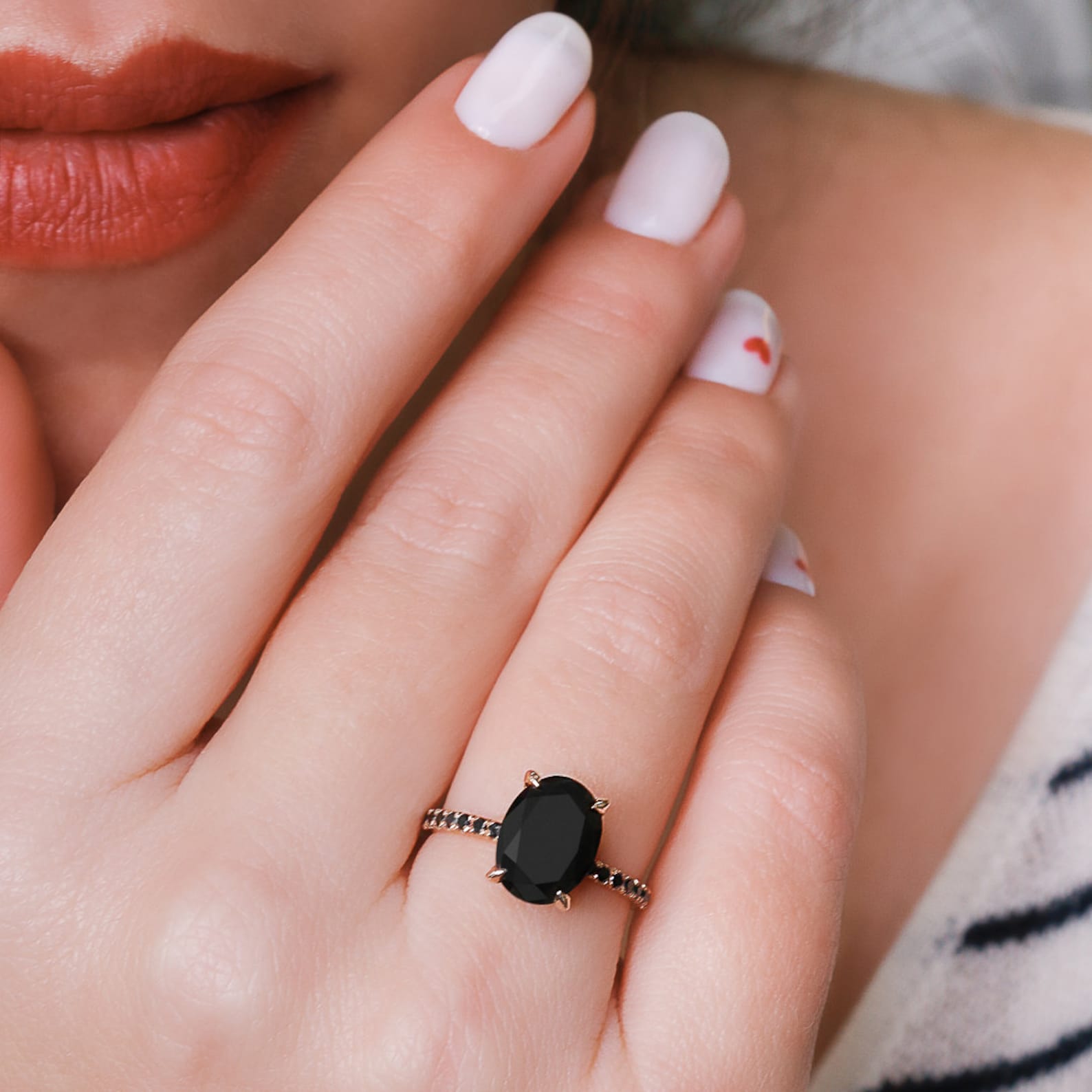 Black Oval Engagement Ring Black Diamond Engagement Ring - Etsy