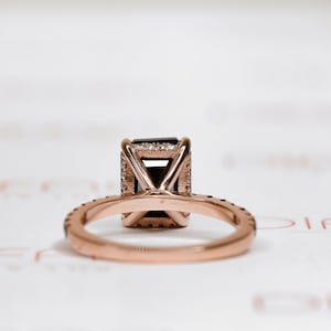 Black Emerald Cut Engagement Ring, Black Diamond Jewelry, Diamond Ring ...