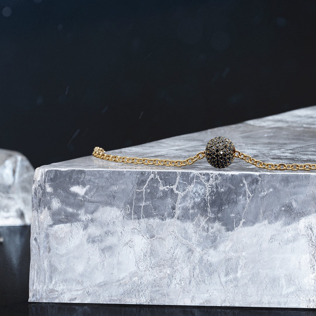 Floating Black Diamonds, Black Diamond Ball Necklace, Unique Pavé ...