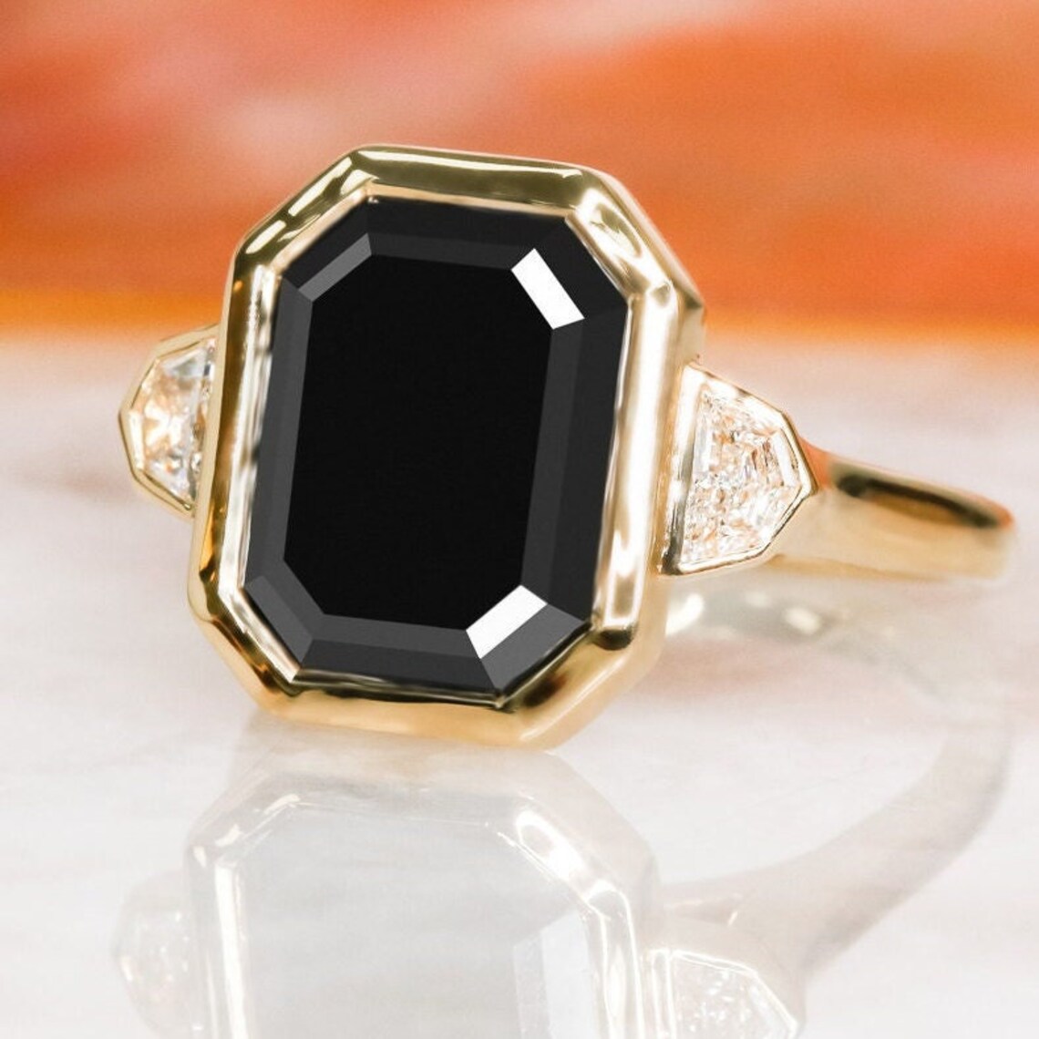 Unique Black Emerald Cut Diamond Engagement Ring 5 Carat - Etsy