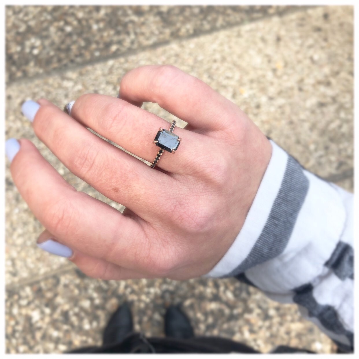 Black Emerald Cut Engagement Ring Black Diamond Gold Ring | Etsy