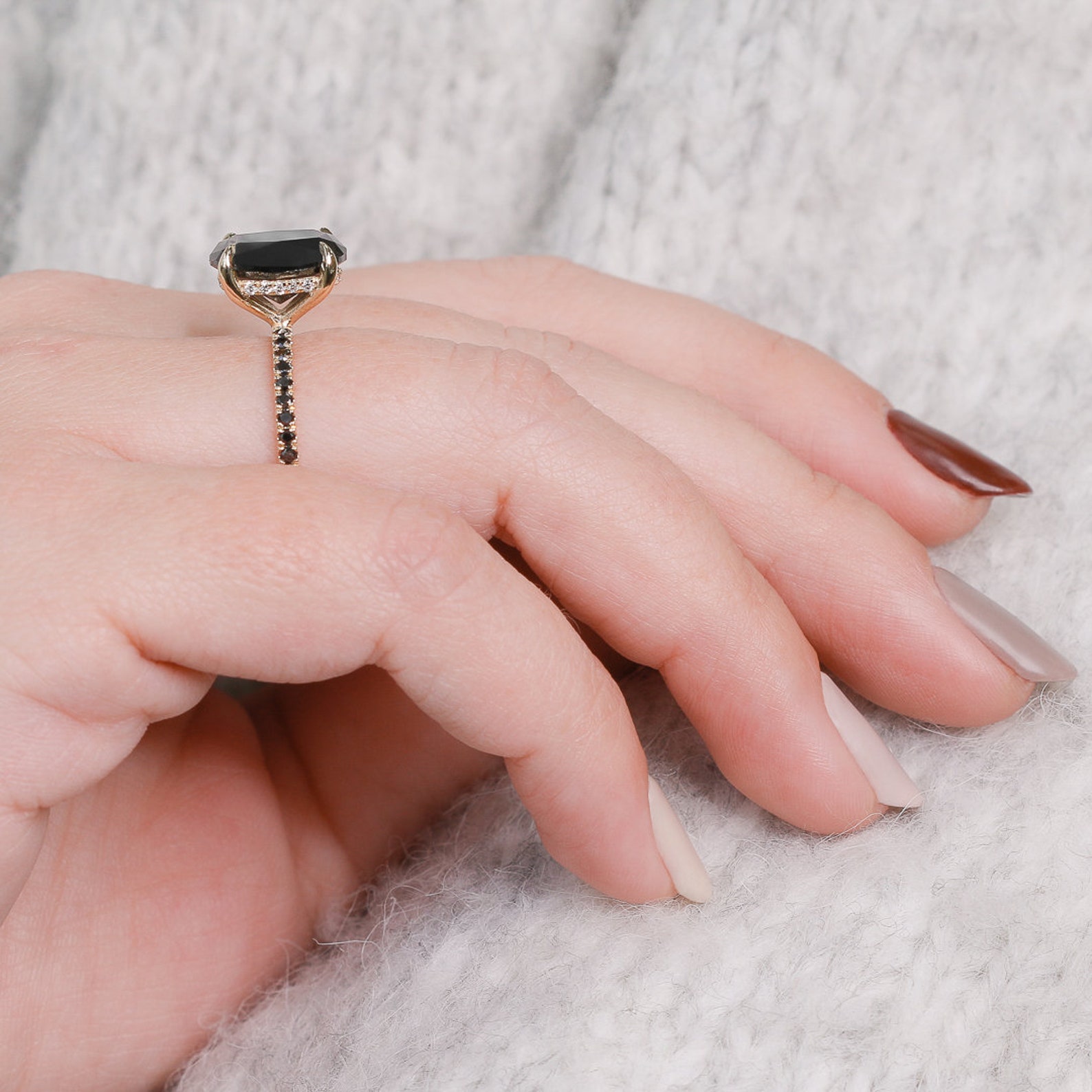 Black Oval Engagement Ring Black Diamond Engagement Ring 4 - Etsy