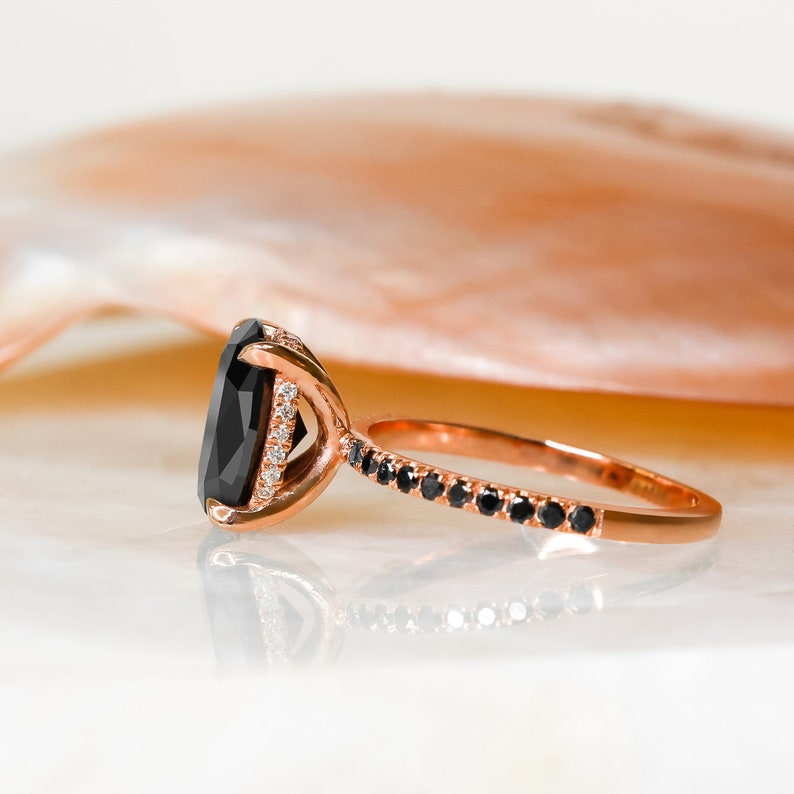 Black Oval Engagement Ring Black Diamond Engagement Ring - Etsy
