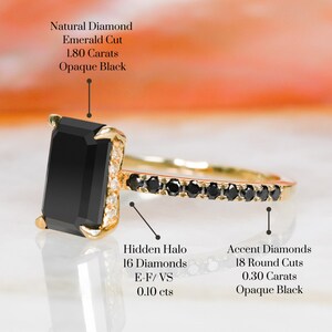 Black Emerald Cut Diamond Ring, Black Diamonds Jewelry, Engagement Ring ...