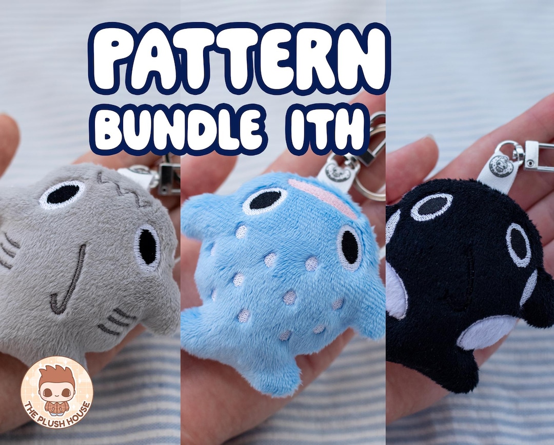 Embroidery Whales and Shark Pattern Bundle | Sea Creaturesplush ...