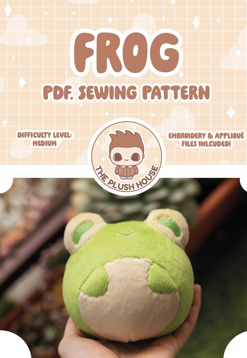 Round Frog Doll Plush Sewing Pattern PDF | Frog Doll Base Template ...