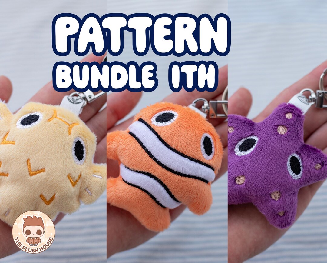 Embroidery Sea Creatures Aquarium Pattern Bundle | Plush Keychain ITH ...