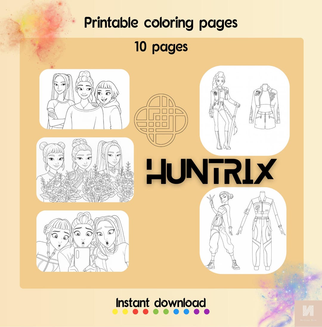 Huntrix, K-pop, Demon Hunter - Coloring Pages, Printable Digital ...