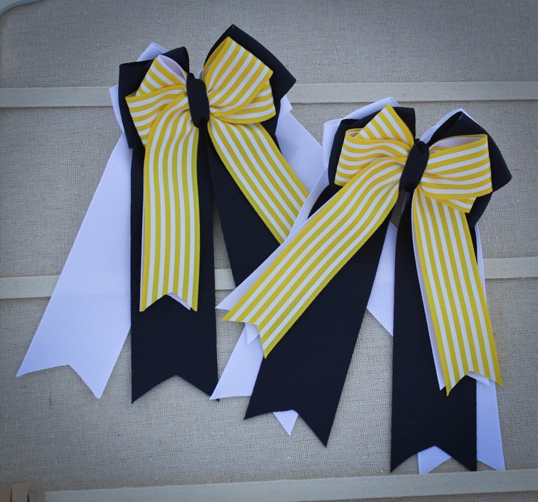 Yellow, White and Navy Horse Show Hair Bows, Horse Show Bows ...