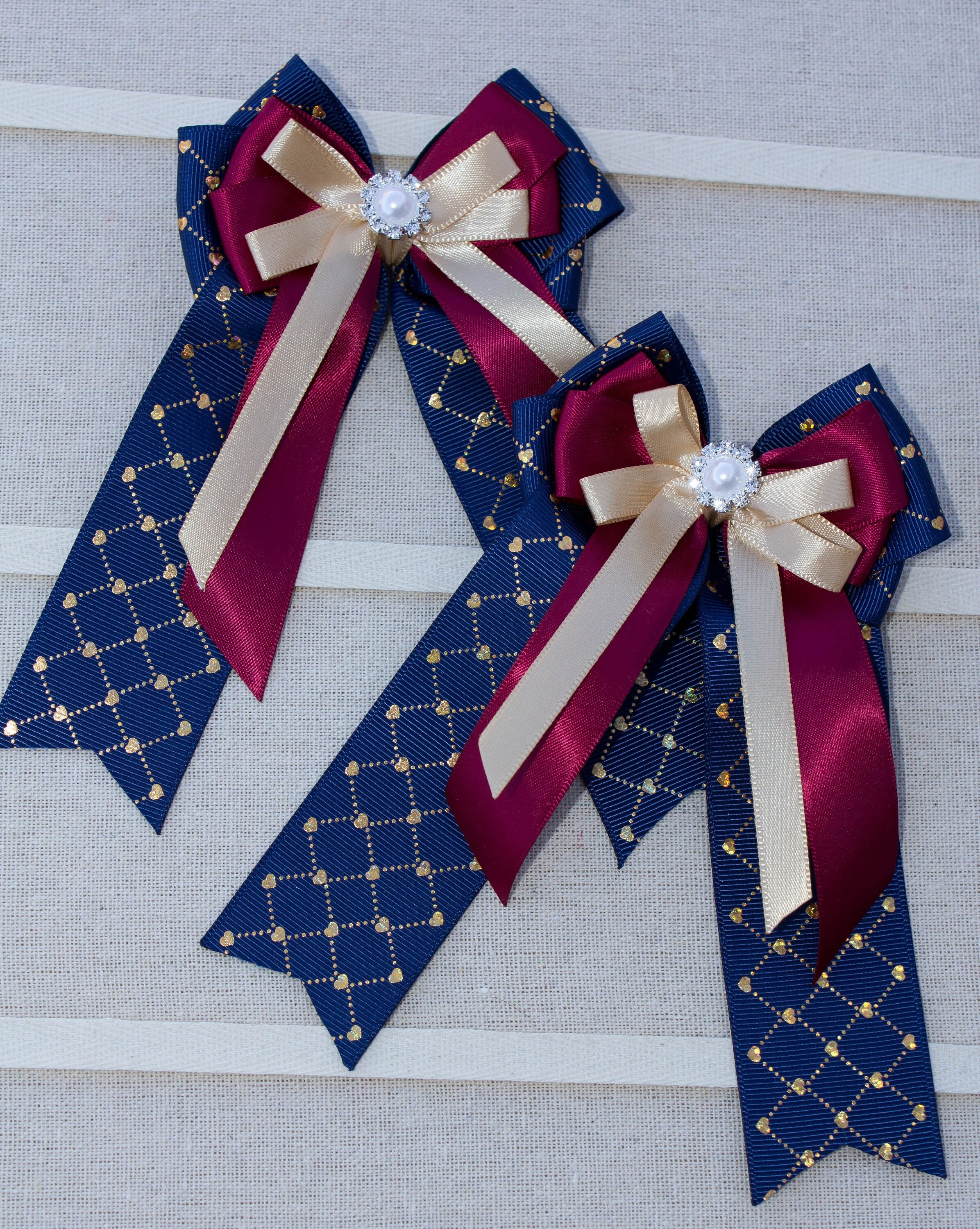 Navy Burgundy Gold Horse Show Bows, Horse Show Hair Bows, Horse Show ...