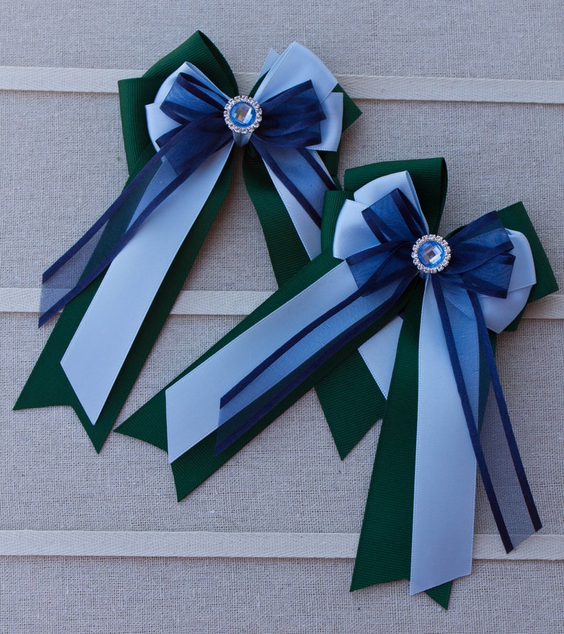Forest Green, Lt Blue, Navy Horse Show Bows, Horse Show Hair Bows ...