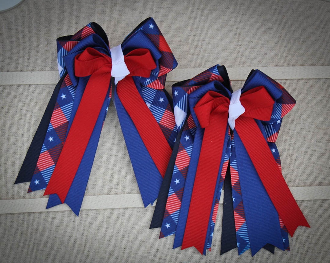 Red, White and Blue Horse Show Bows, Horse Show Hair Bows, Equestrian ...