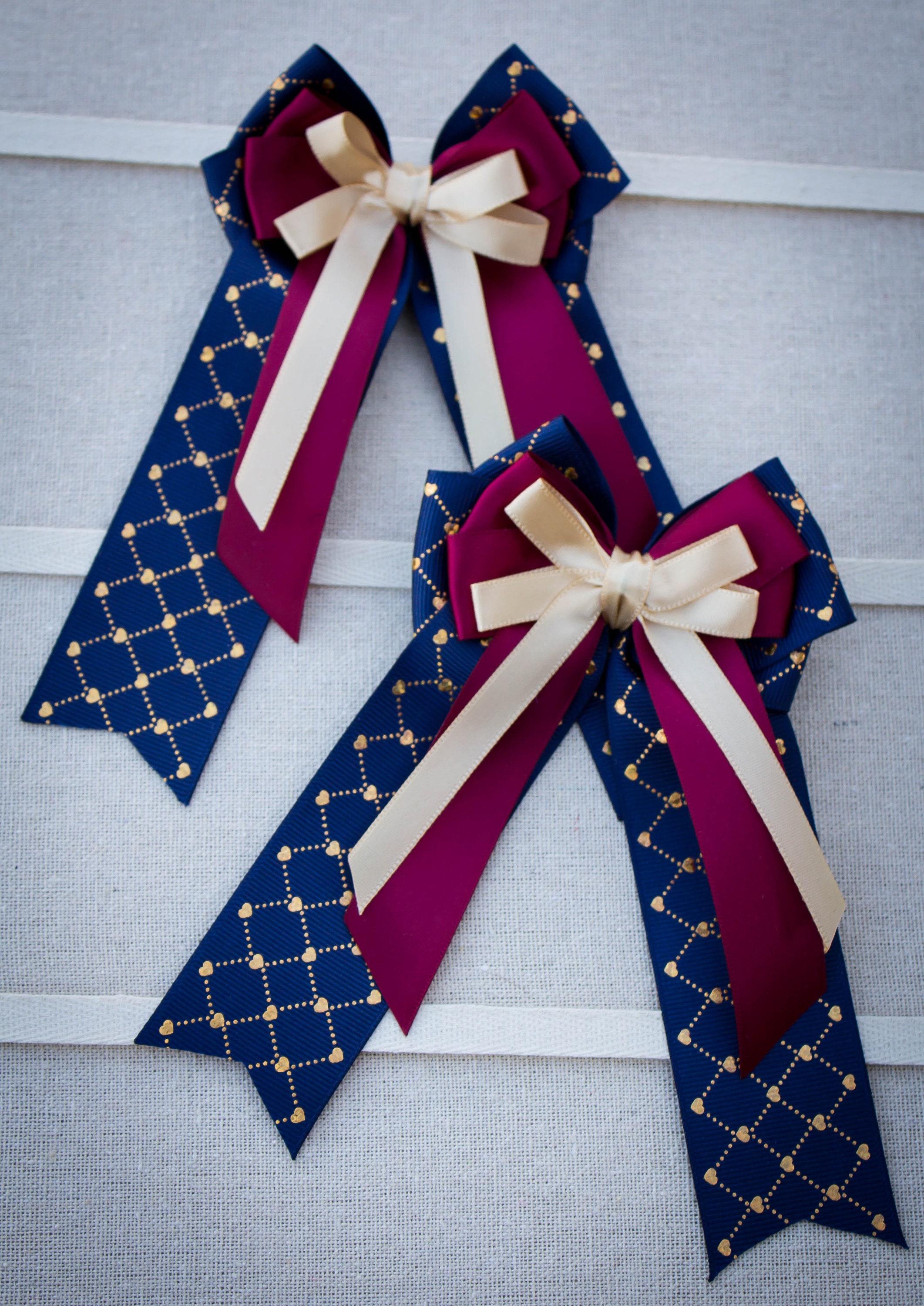 Navy Burgundy Gold Horse Show Bows, Horse Show Hair Bows, Horse Show ...