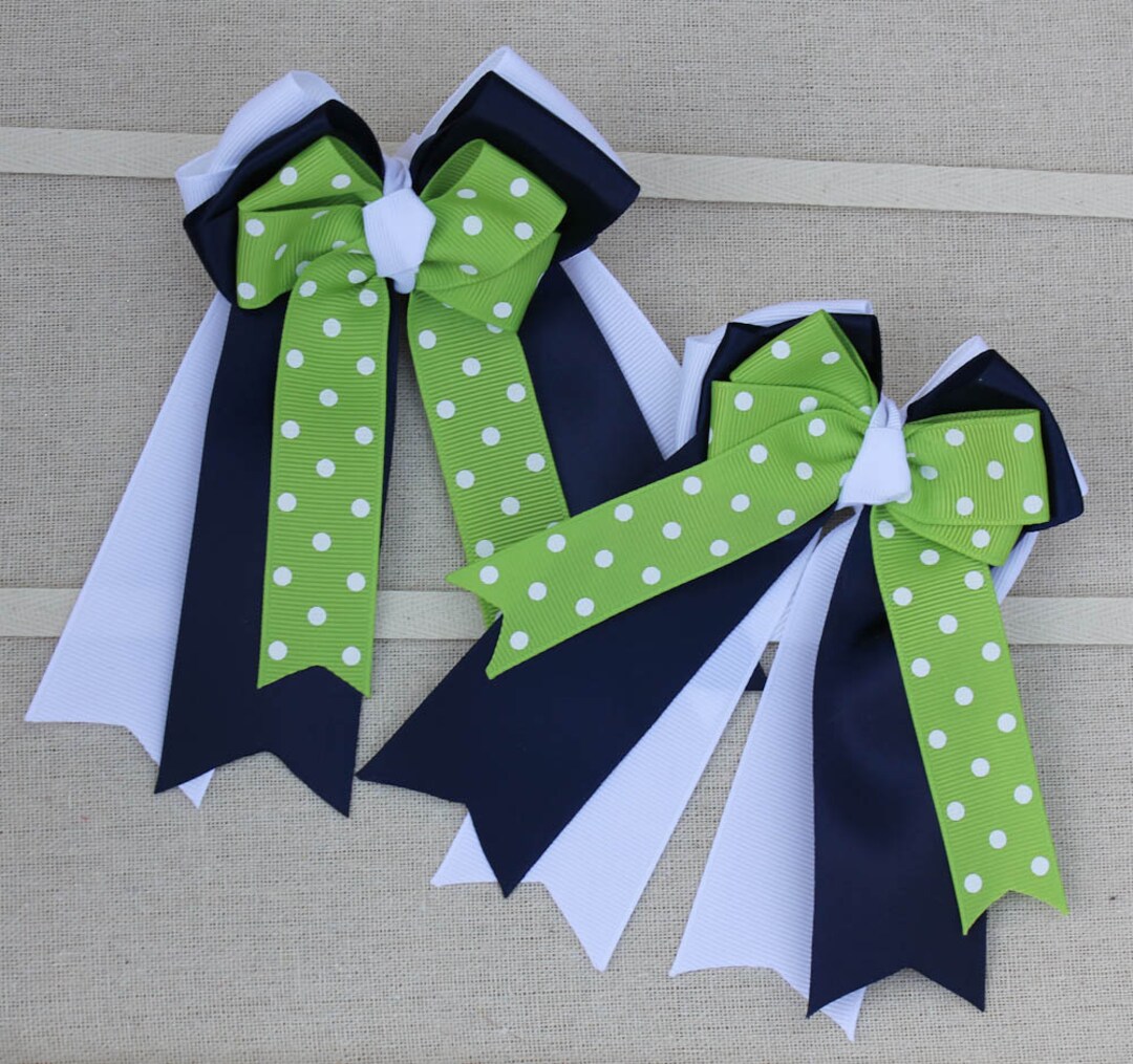 Lime Green and Navy Equestrian Bows, Equestrian Show Bows, Equestrian ...