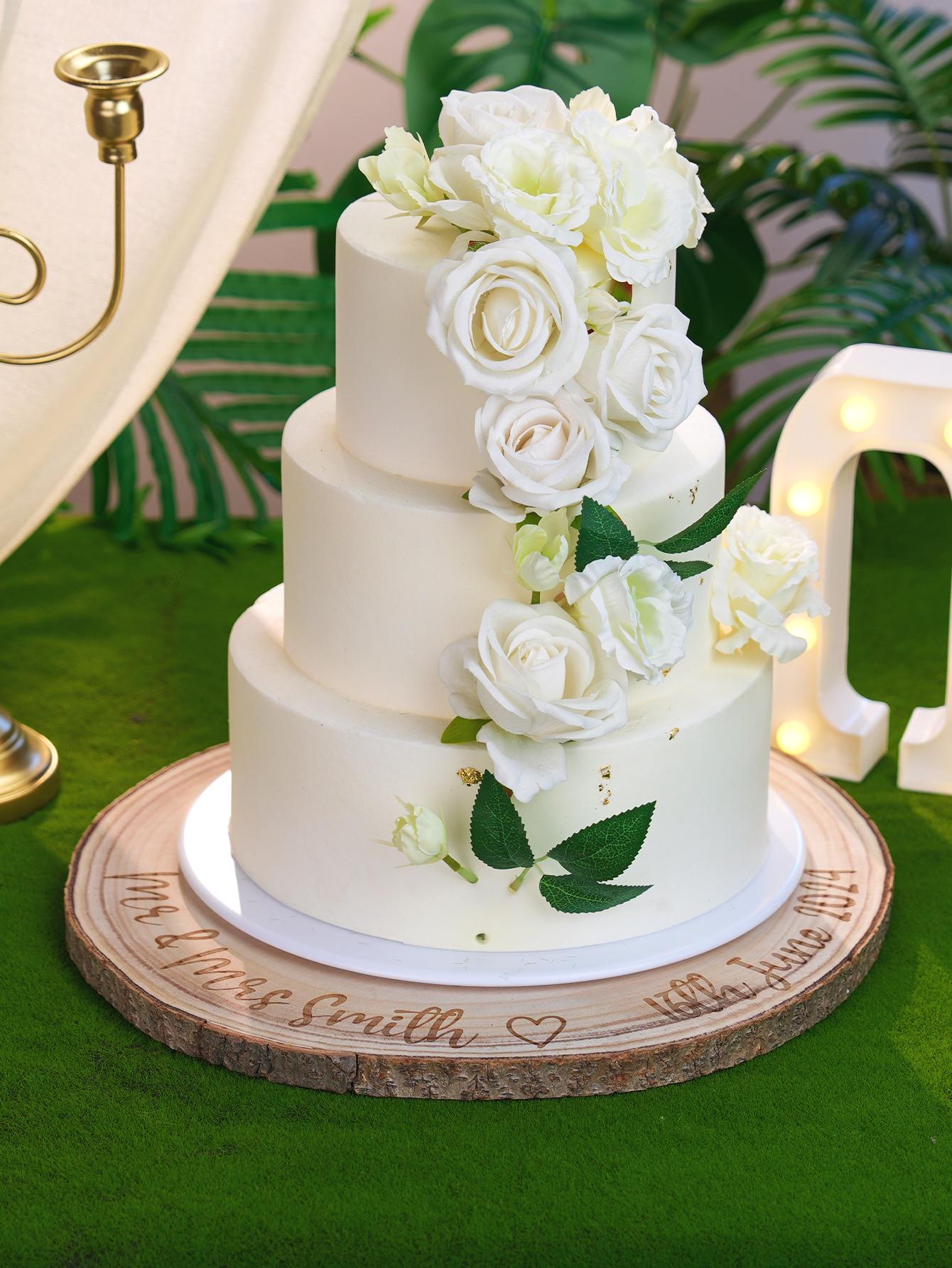 Personalized Engraved Wood Slice Wedding Cake Display Board - Etsy