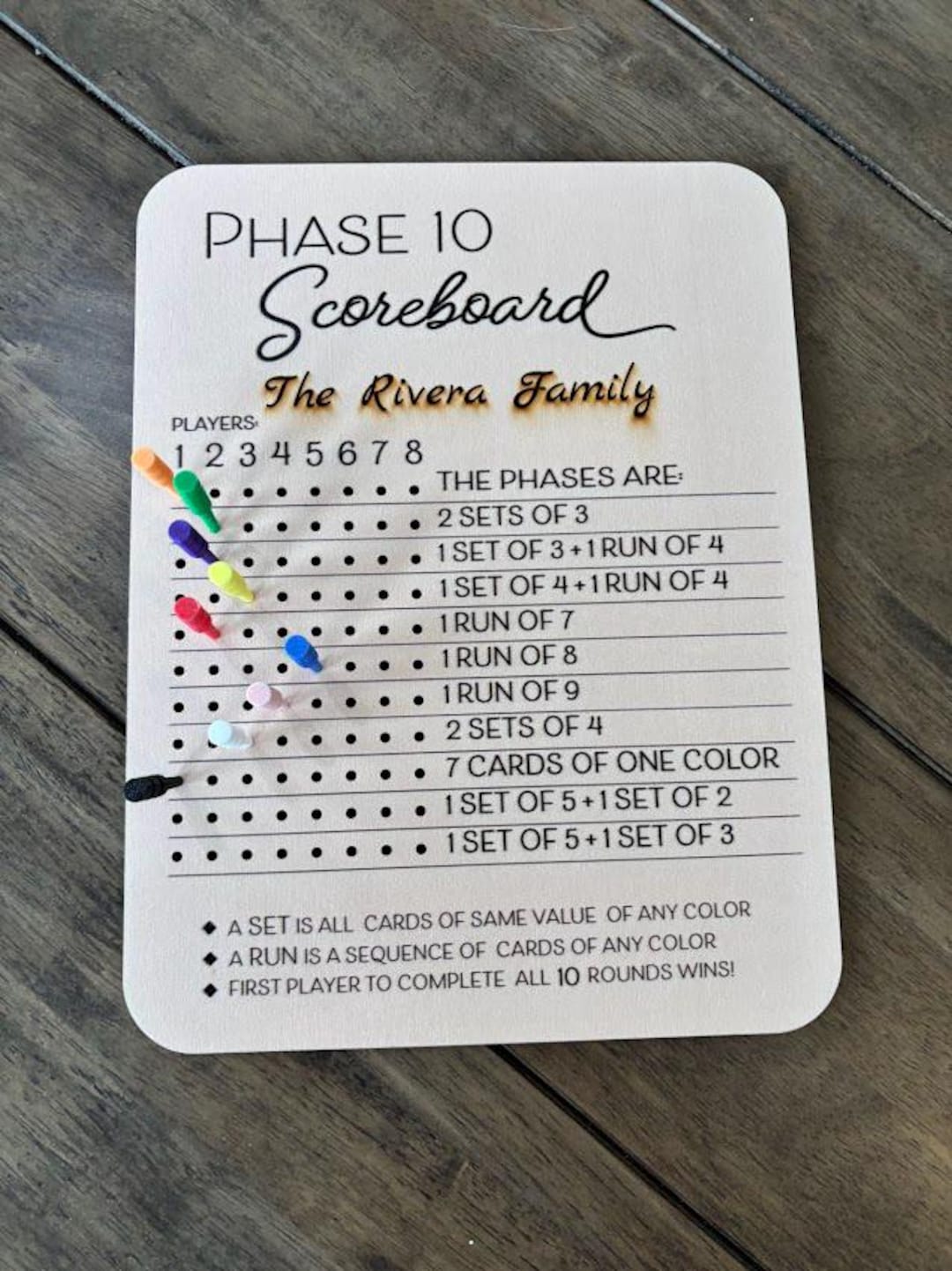 Personalized Wood Card Game Scoreboard With Pegs, Board Game ...