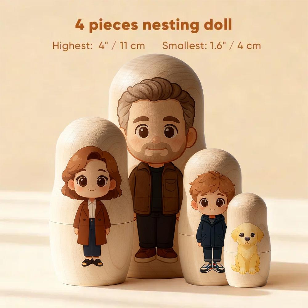 Custom Portrait Nesting Dolls, Personalized Family Keepsake - Etsy