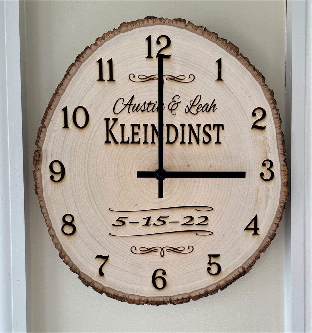 Personalized Natural Wood Handcrafted Clock! Custom Country Tree Slice ...