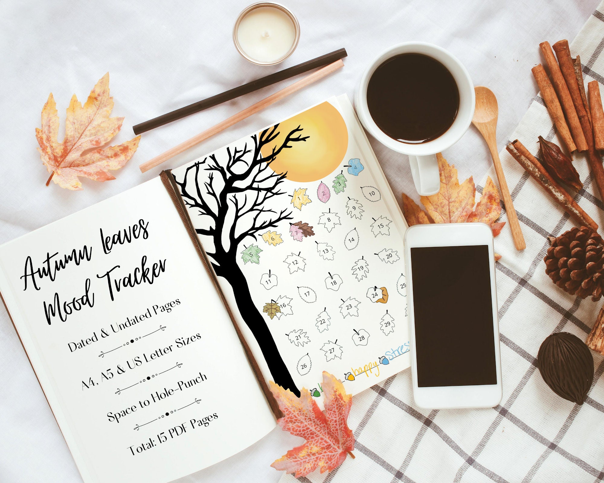 Autumn Leaves Mood Tracker Planner Printable - Etsy