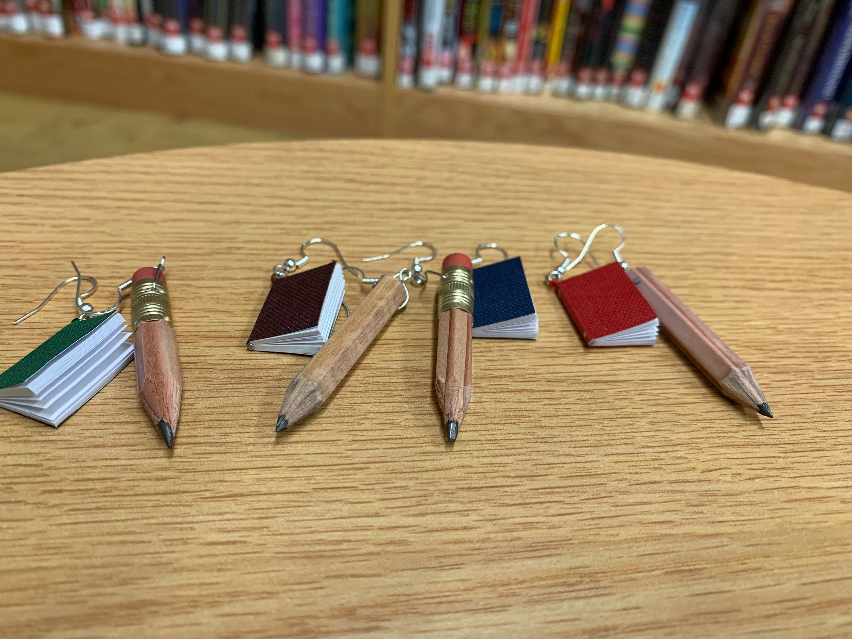 Mini Book and Pencil Earrings - Etsy