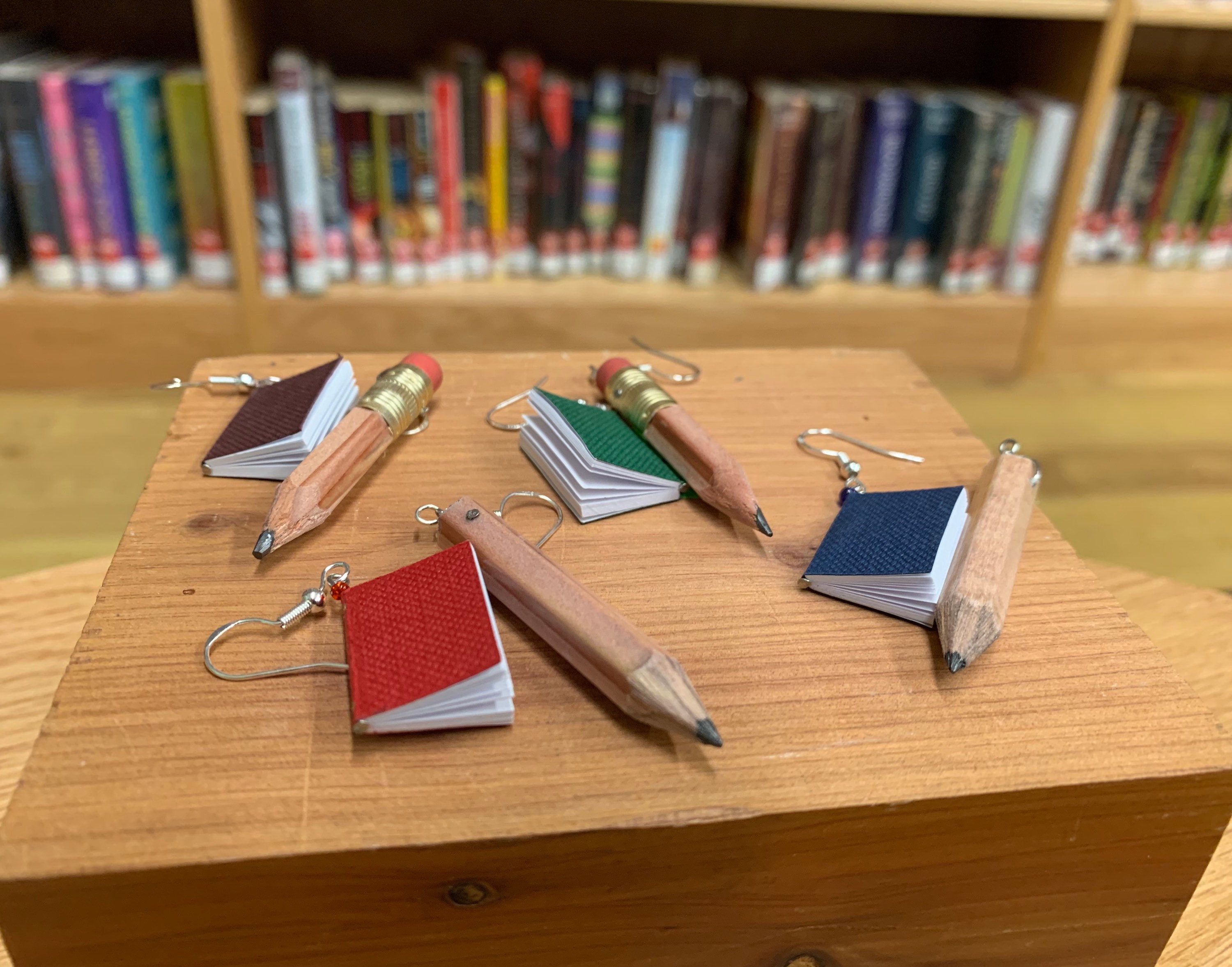 Mini Book and Pencil Earrings - Etsy