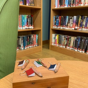 Mini Book and Pencil Earrings - Etsy