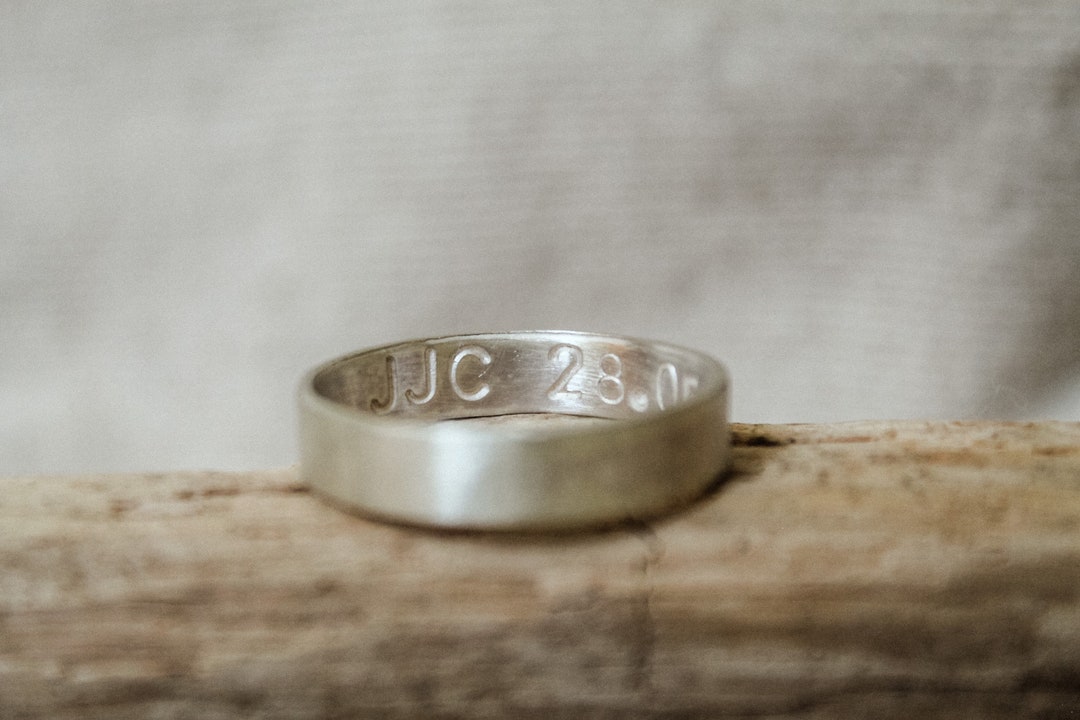 Men’s Recycled Sterling Silver Hammered or Matte Ring’s With Option to ...