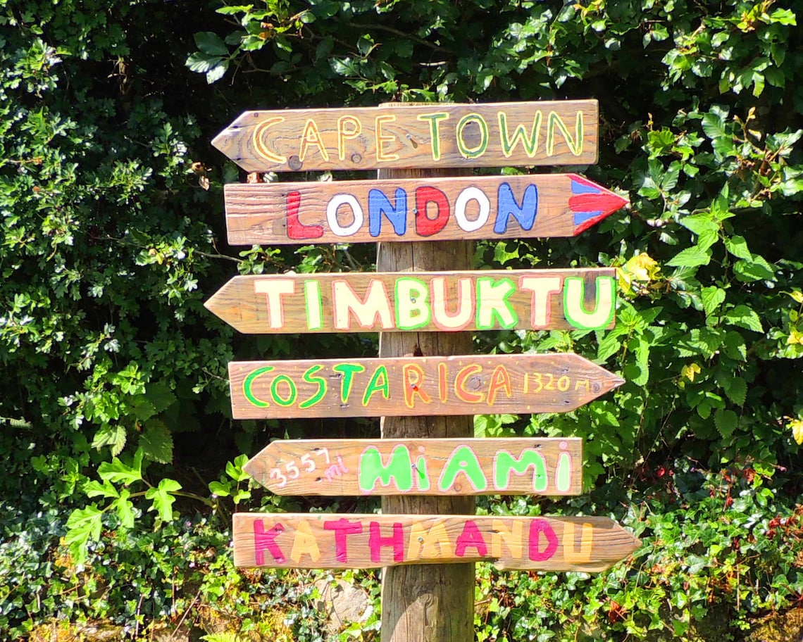 6 X Travel Arrows Customised Signs Destination Sign - Etsy UK