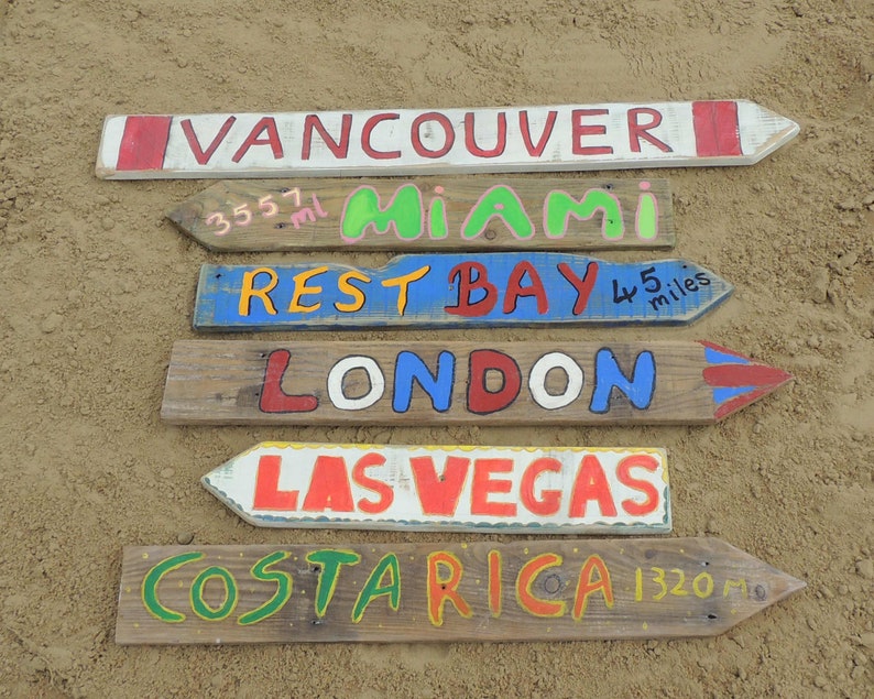 6 X Destination Signs Directional Travel Arrow Mileage | Etsy