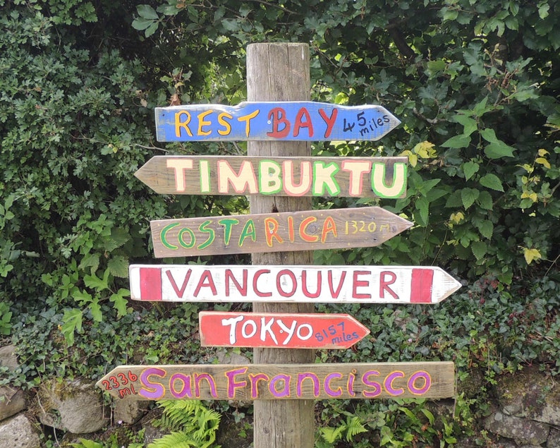6 X Destination Signs Directional Travel Arrow Mileage - Etsy UK