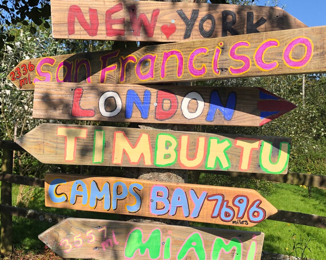 6 X Travel Arrows Customised Signs Destination Sign - Etsy UK