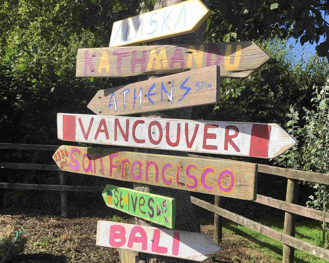 6 X Travel Arrows Customised Signs Destination Sign - Etsy UK