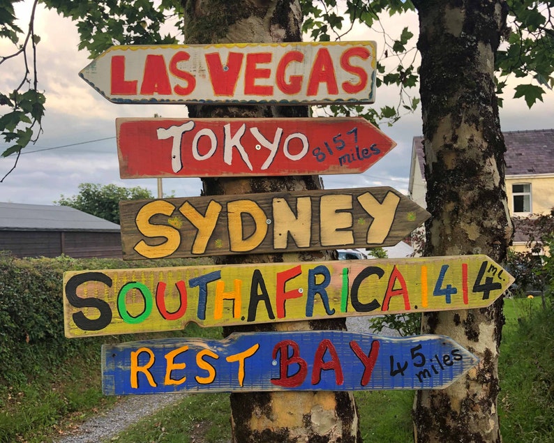 6 X Destination Signs Directional Travel Arrow Mileage - Etsy