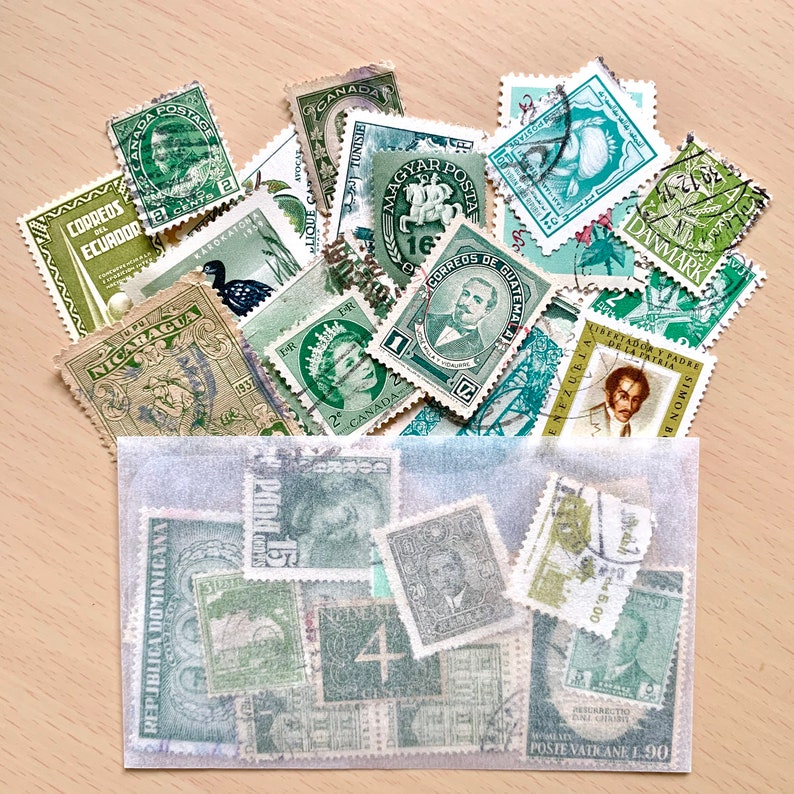 Vintage Worldwide Postage Stamps By Color | Etsy