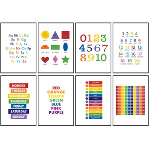 14 Educational Posters - ABC, Days in a Week, Colours, Numbers, Months ...