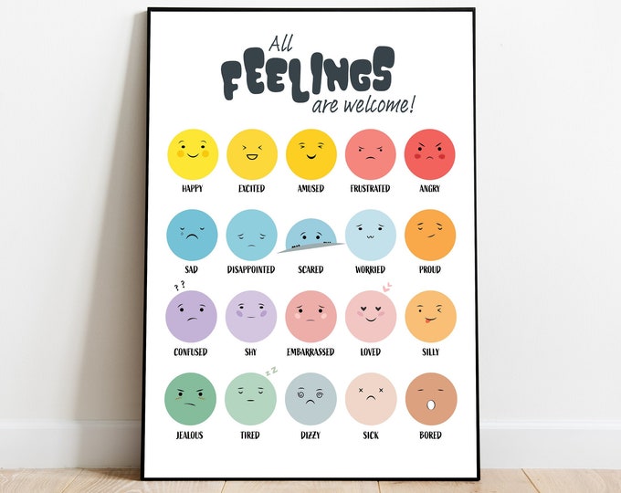 Feelings Poster Emotions Poster All Feelings Are Welcome - Etsy