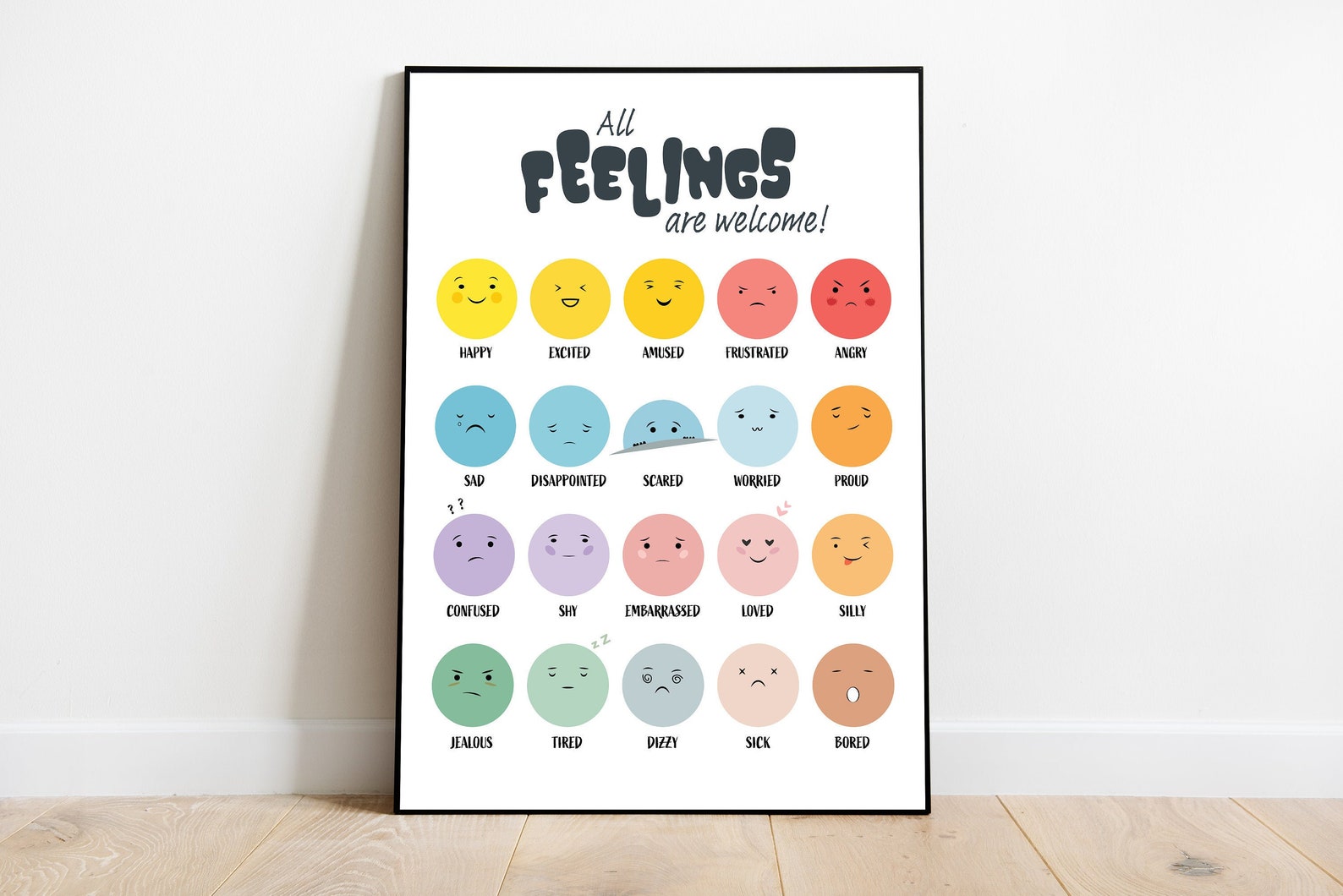 Feelings Poster Emotions Poster All Feelings Are Welcome | Etsy