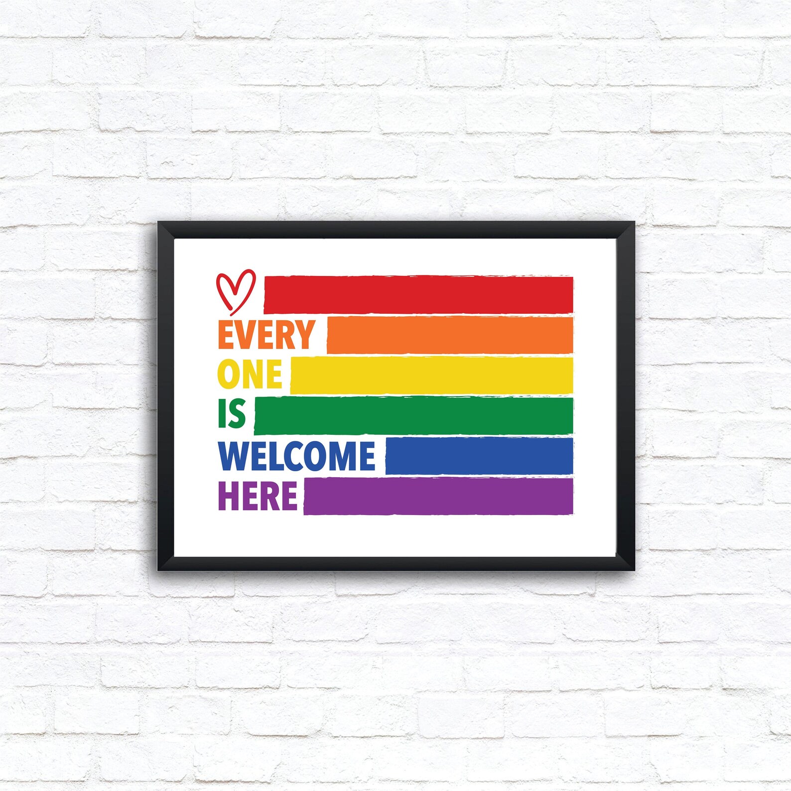 Rainbow Everyone is Welcome Here Wall Print | Classroom Poster ...