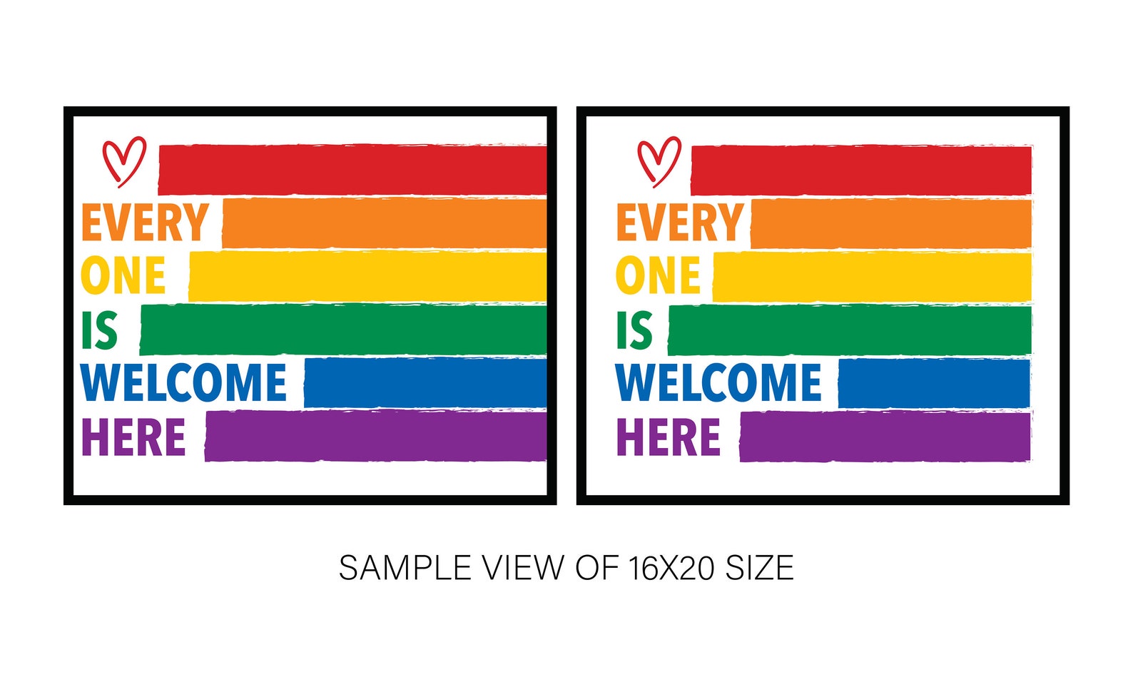 Rainbow Everyone is Welcome Here Wall Print | Classroom Poster ...