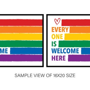 Rainbow Everyone is Welcome Here Wall Print | Classroom Poster ...